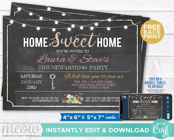 Housewarming Invitation New House Invite Home Sweet Couples | Etsy