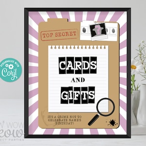 Detective Party Birthday Sign Poster - Cards and Gifts - Spy Editable ...