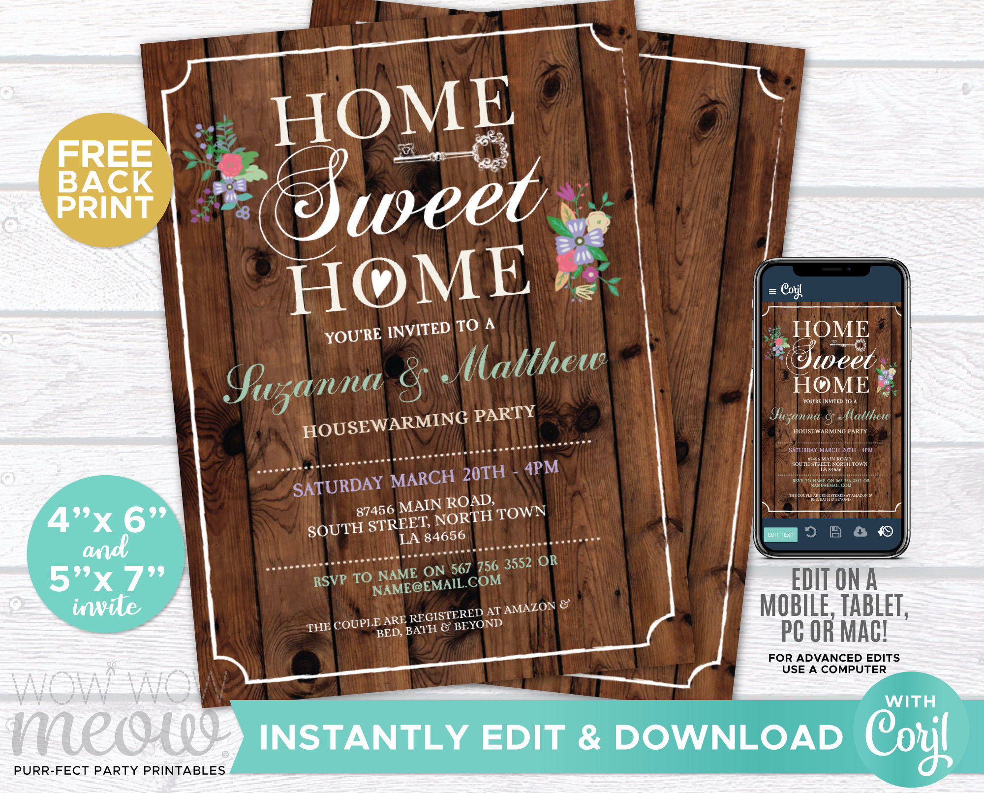 Rustic Housewarming Invitation New House Invite Home Sweet | Etsy
