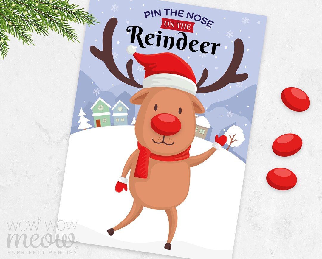 Pin the Nose on the Reindeer Game Christmas Festive Printable INSTANT ...