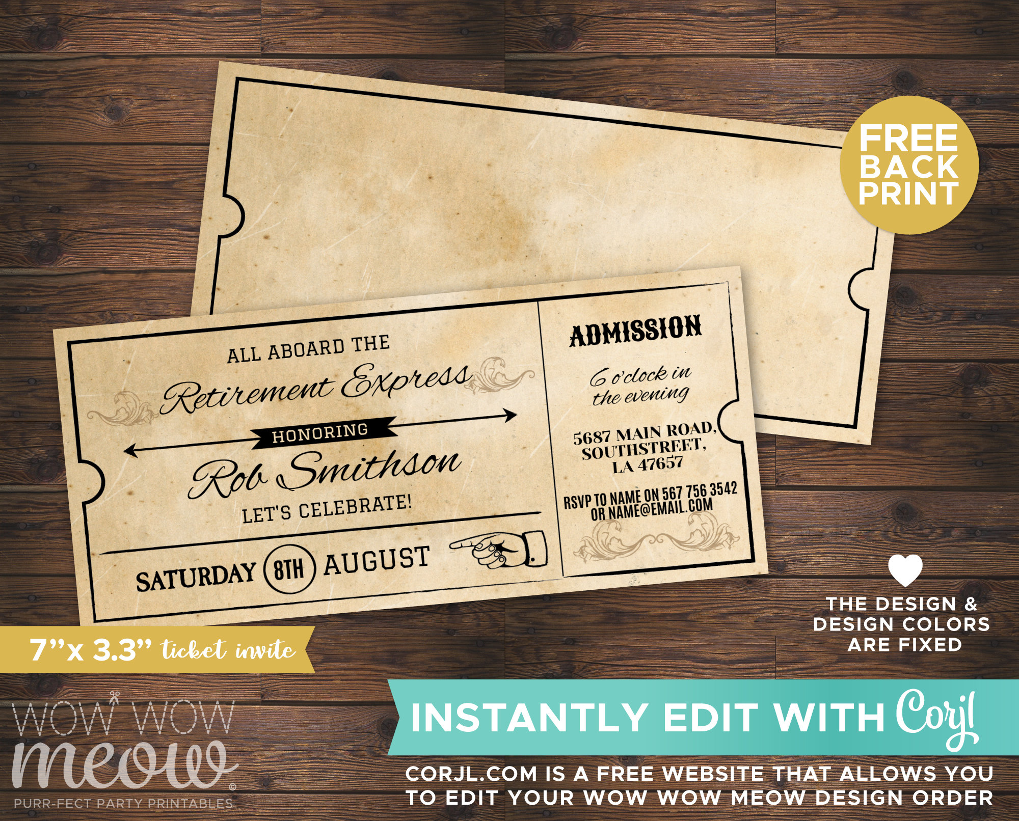 Retirement Invitation Train Ticket Express Invite Instant DOWNLOAD ...