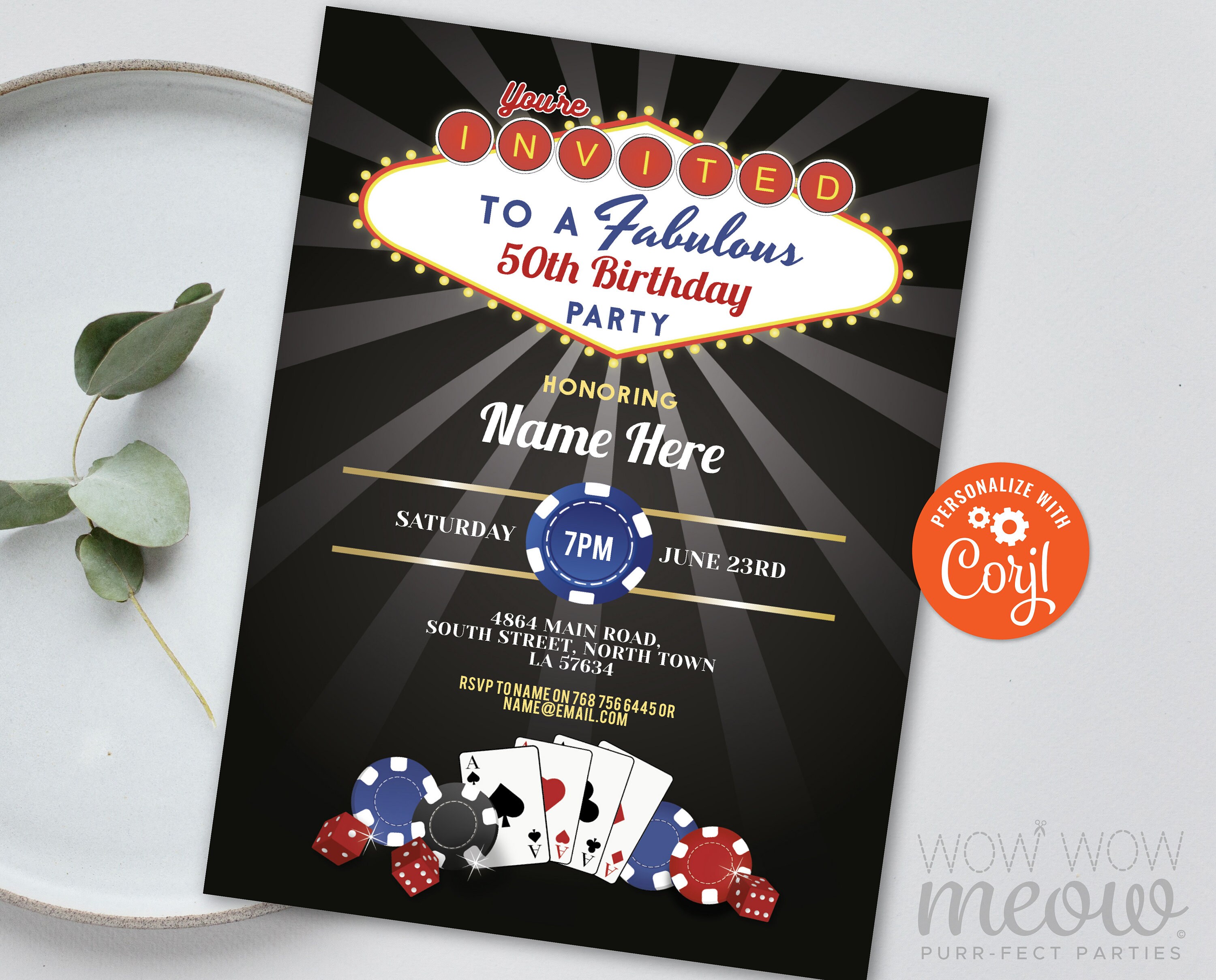 Free Las Vegas Birthday Invitations Templates Printable Templates