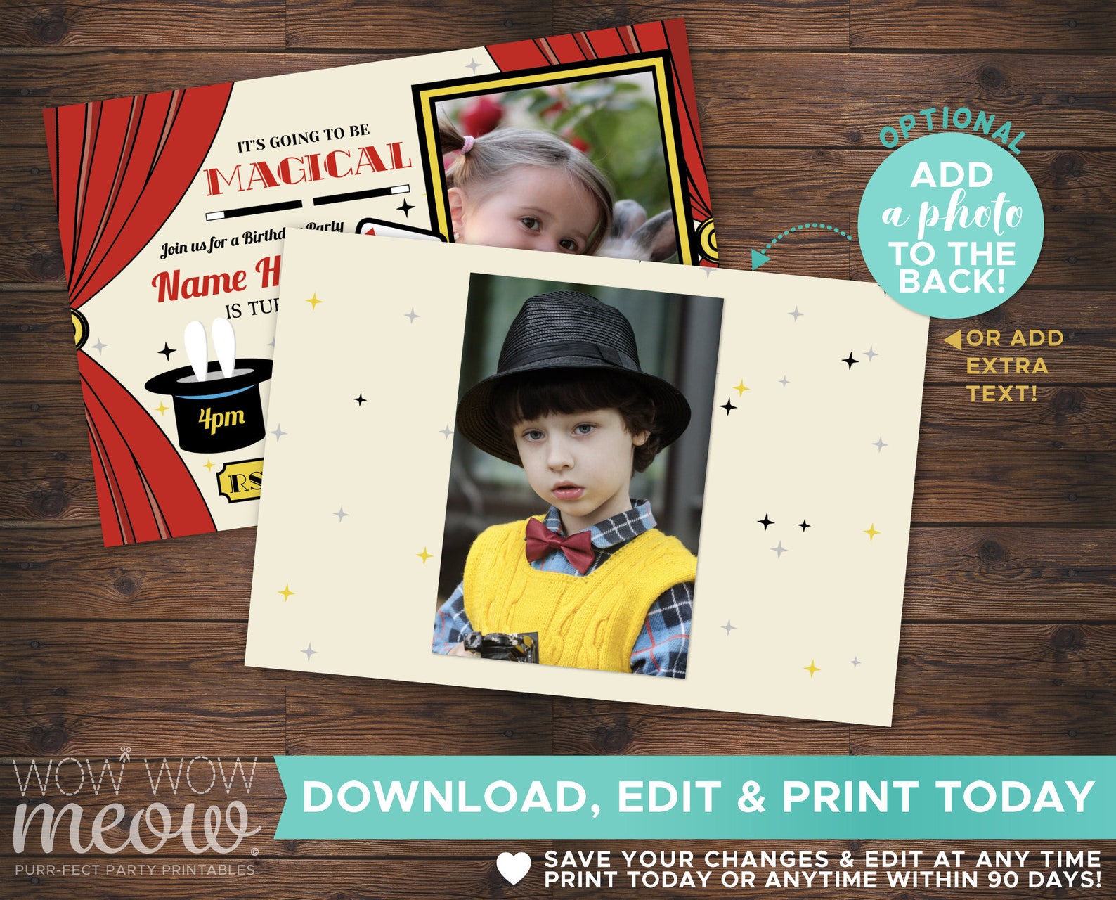 Magic Party Invitations Magician Birthday Invites Photo Show - Etsy