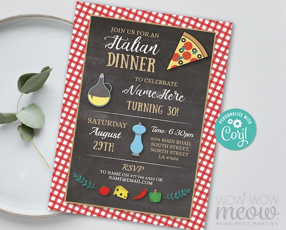 Italian Birthday Invitation INSTANT DOWNLOAD Surprise Pizza - Etsy