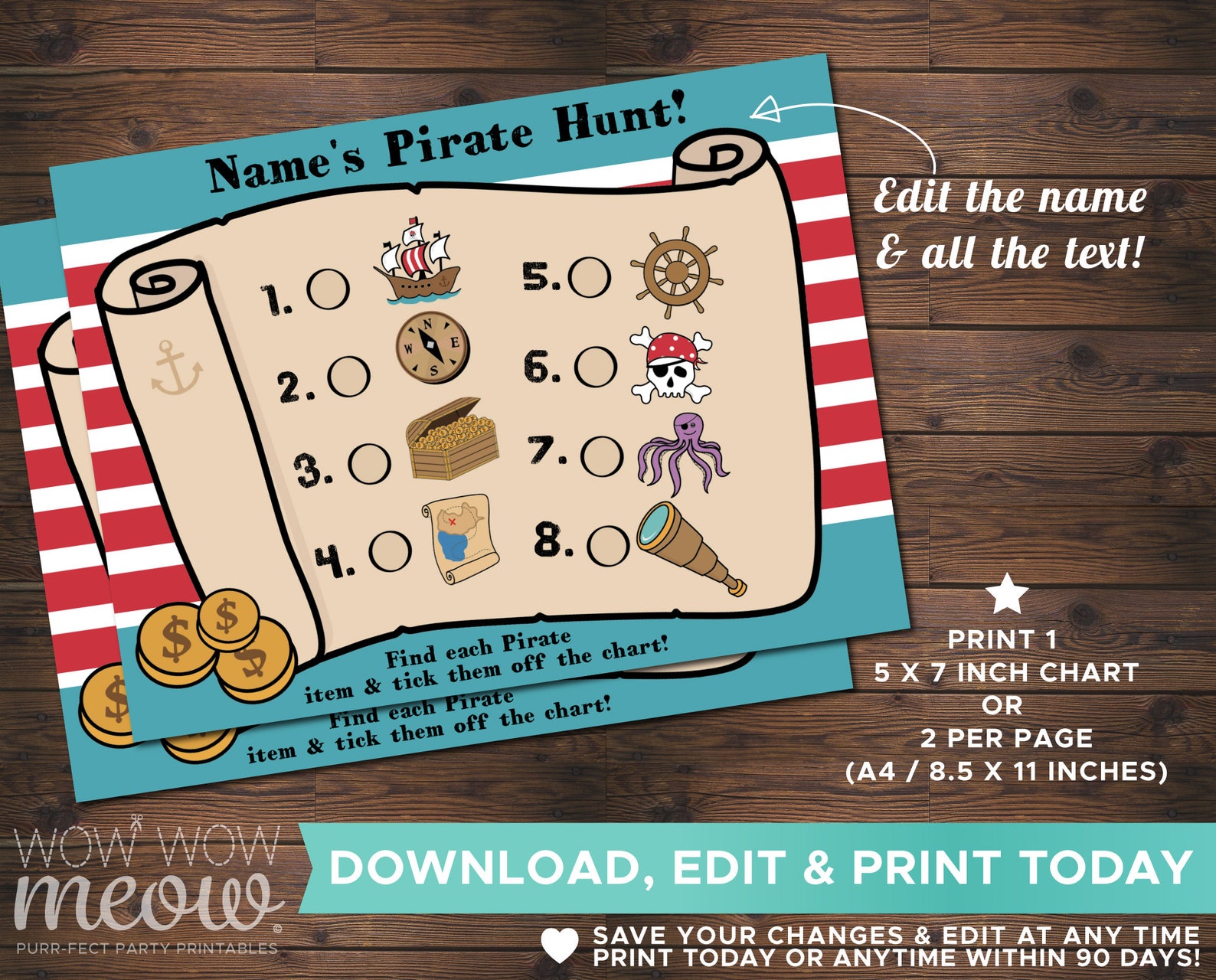 Pirate Scavenger Hunt Activity Sheet Treasure Ship Game - Etsy Canada