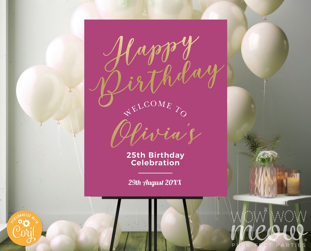 Happy Birthday Welcome Sign Change Background Colour Editable Poster ...