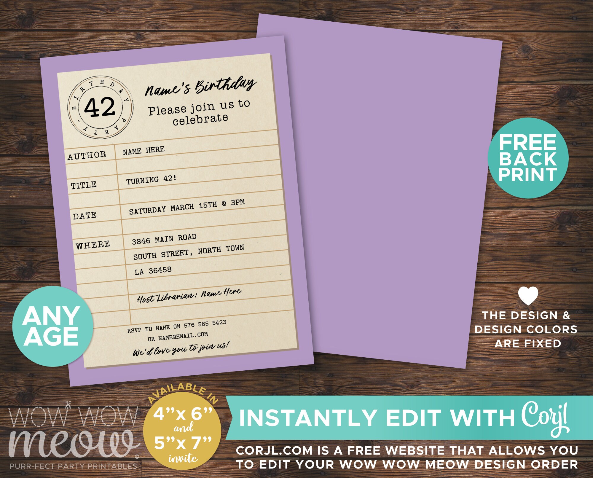 Library Card Birthday Invitation INSTANT DOWNLOAD Party - Etsy España