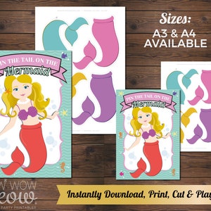 Pin the Tail on the Mermaid INSTANT DOWNLOAD Printable Birthday Party ...