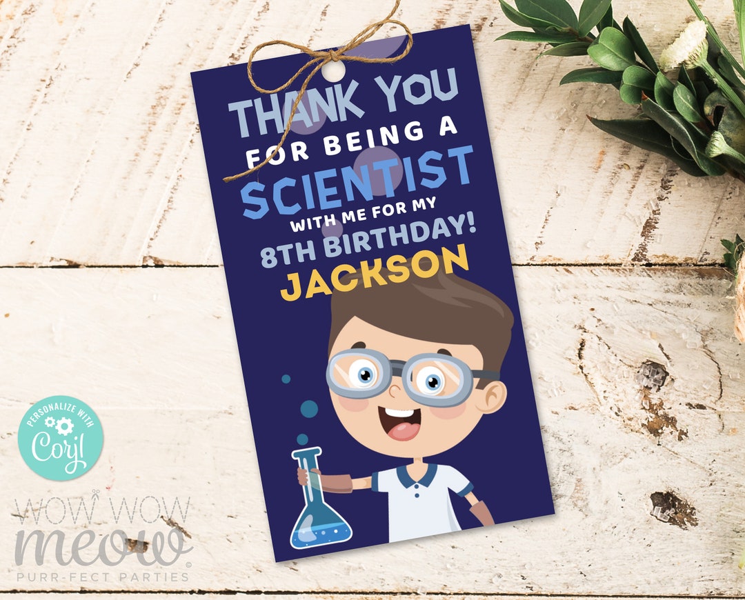 Science Party Thank You Tags Birthday Party Gift Tags Mad - Etsy