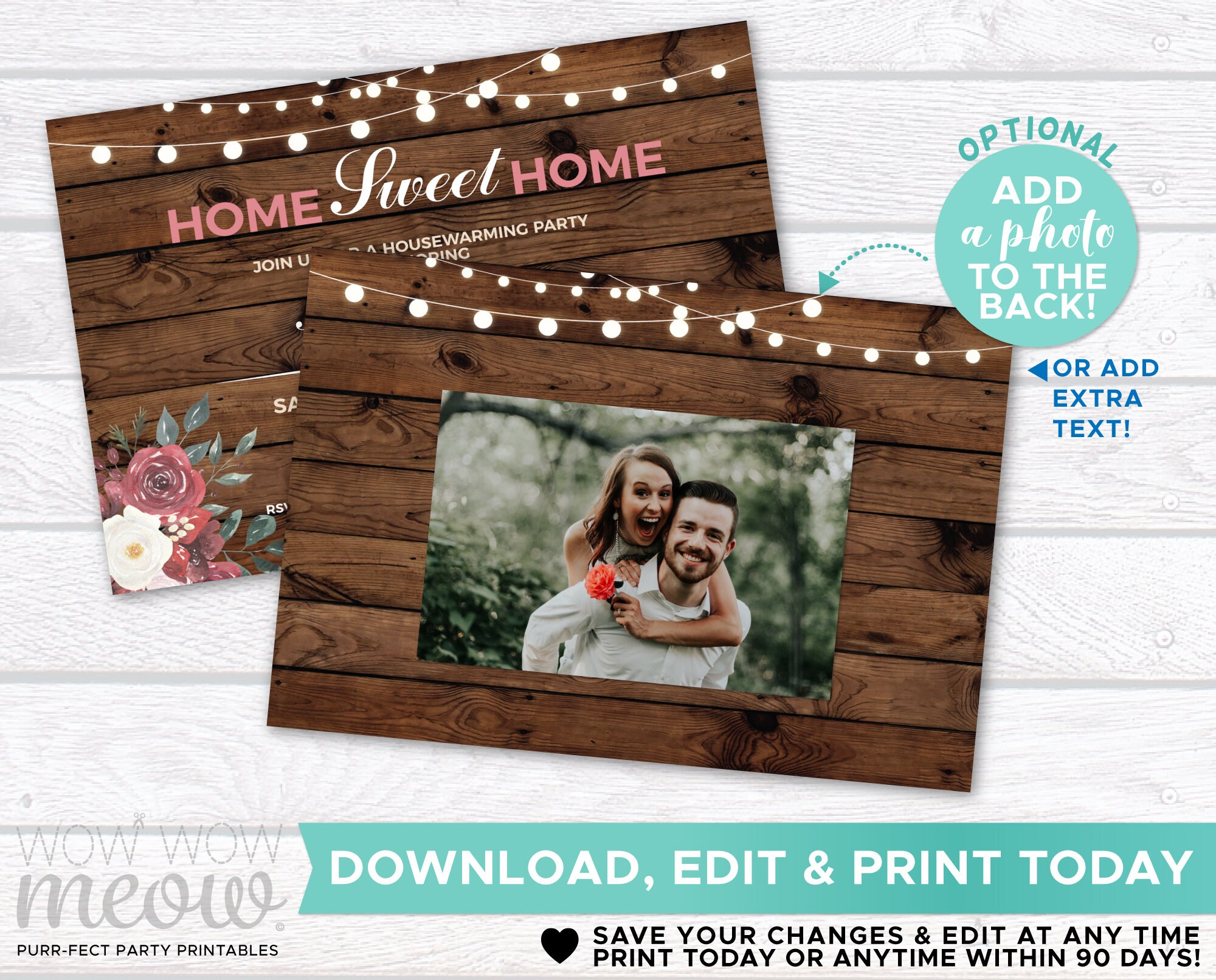 Housewarming Invitation Home Sweet Home Rustic New House | Etsy