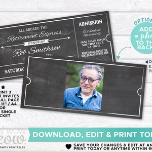 Retirement Invitation Train Ticket Express Invite Instant DOWNLOAD ...