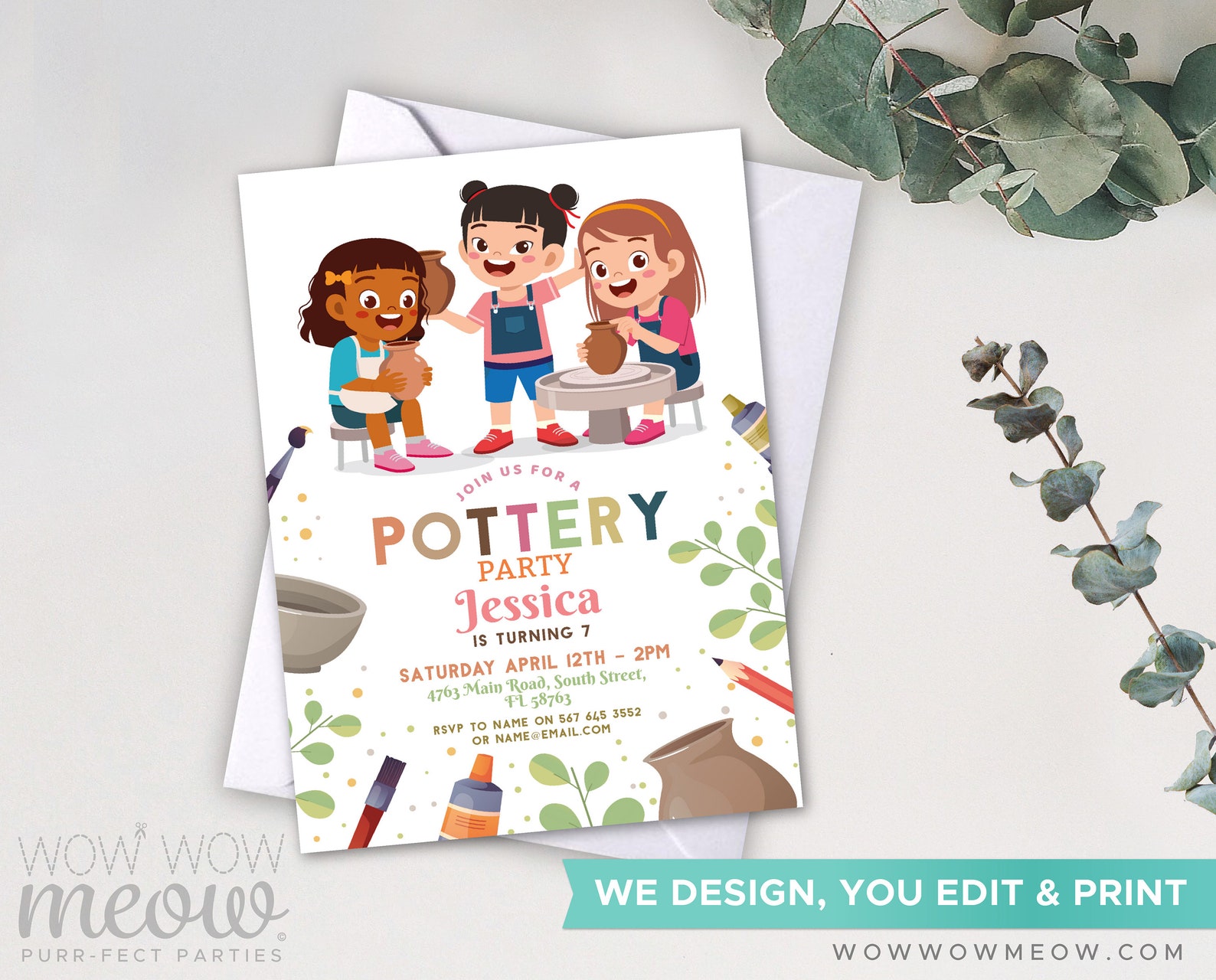 Pottery Invitation Birthday Clay Crafts Invite Painting - Etsy UK