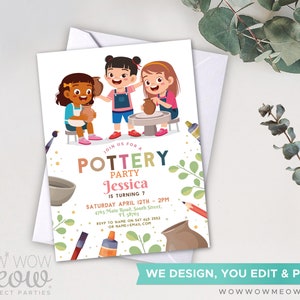 Pottery Invitation Birthday Clay Crafts Invite Painting INSTANT ...