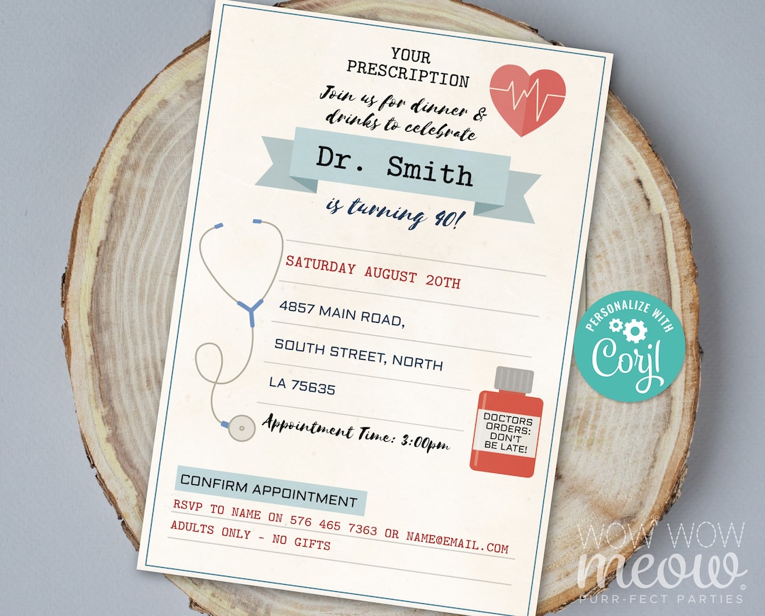 Doctor Invitation Prescription Invite Dr. Birthday Party INSTANT ...