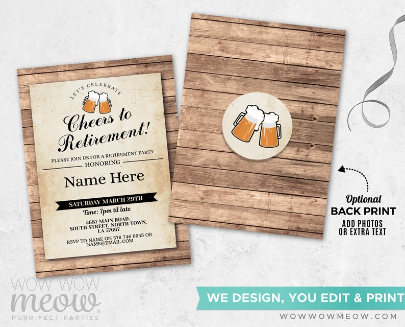 Cheers to Retirement Invitation Beers Retired Invite Letter - Etsy