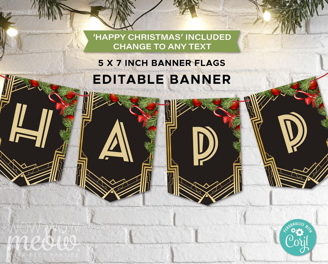 Christmas Art Deco Party Banner Festive 1920s Twenties Bunting Flags ...