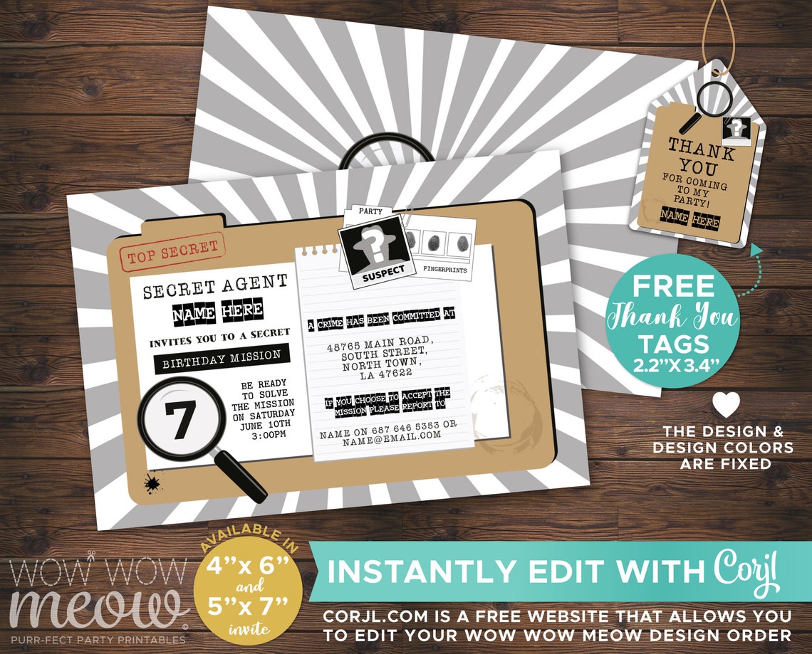 Secret Agent Party Invitations Spy Birthday Invite INSTANT | Etsy