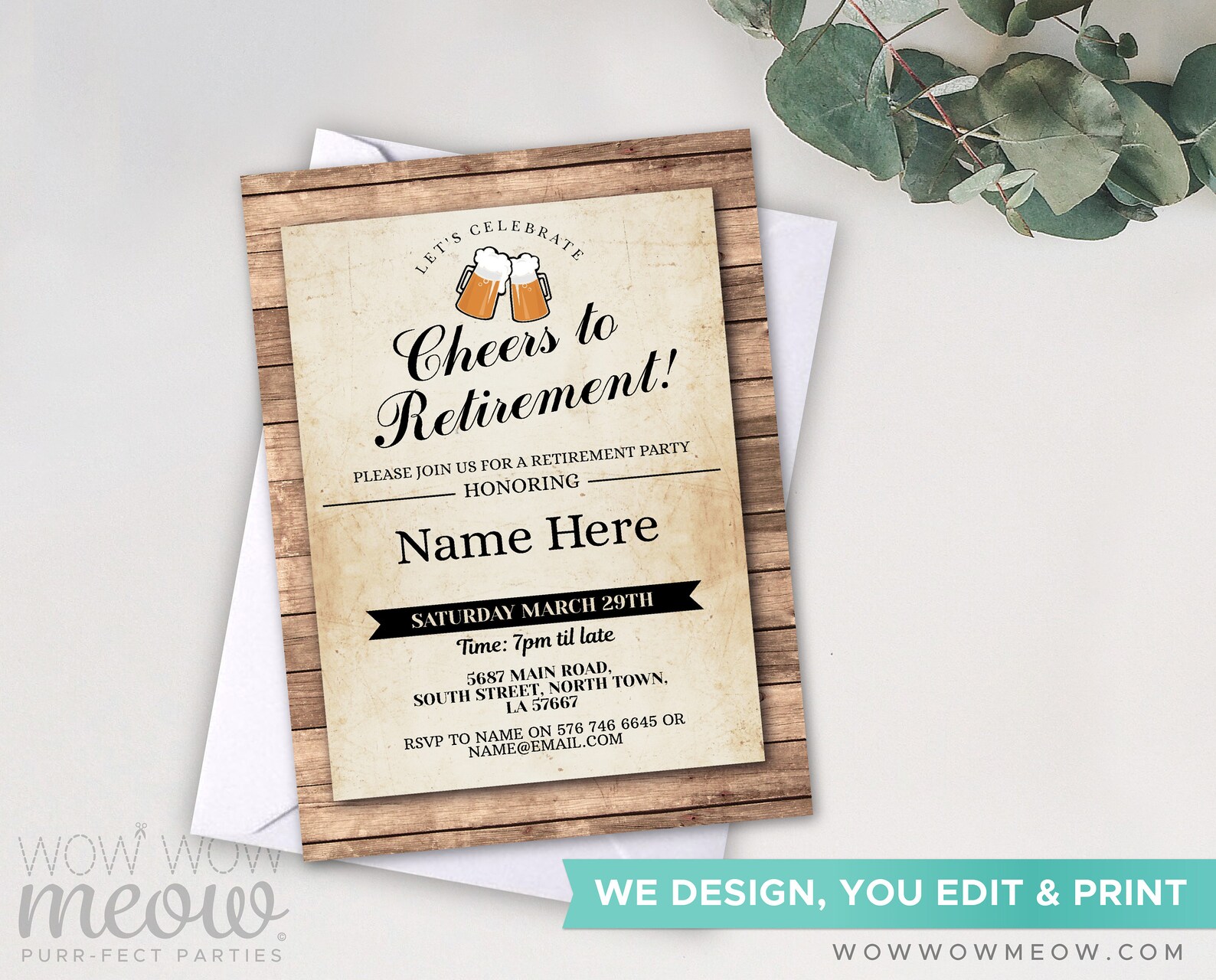 Cheers to Retirement Invitation Beers Retired Invite Letter Pub Instant ...