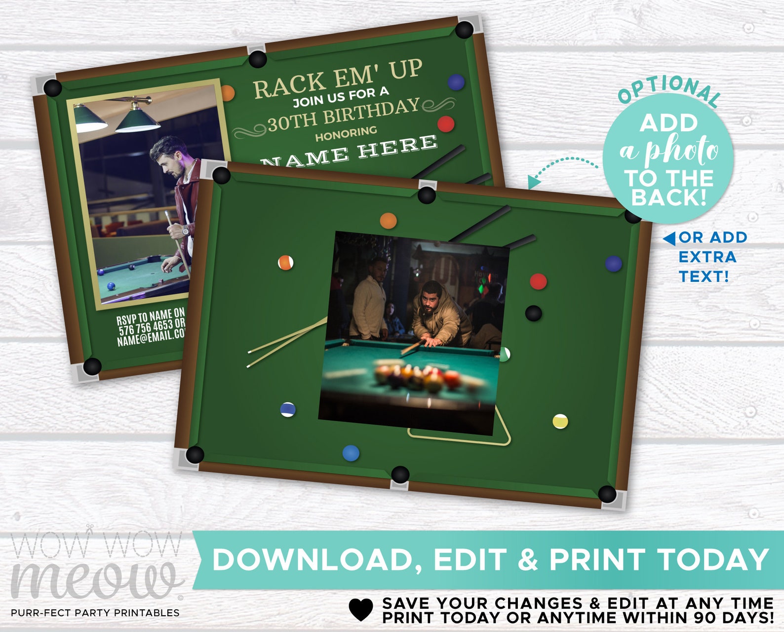 Snooker Invitations Pool Birthday Invites Photo INSTANT DOWNLOAD Image ...