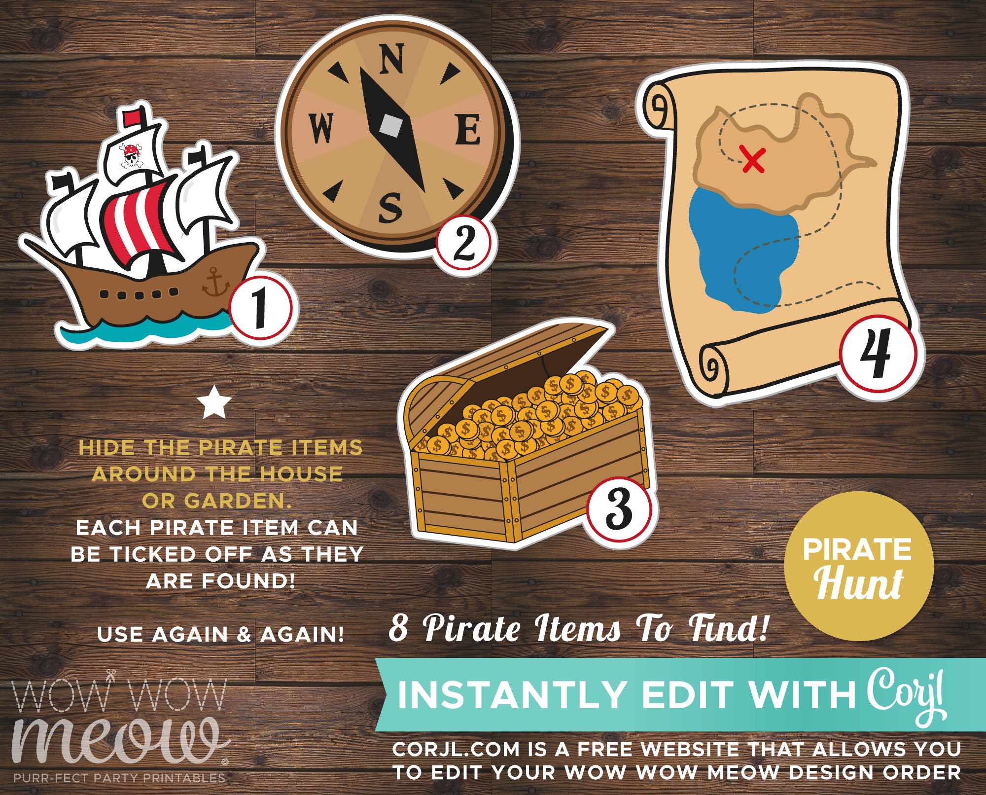 Pirate Scavenger Hunt Activity Sheet Treasure Ship Game - Etsy