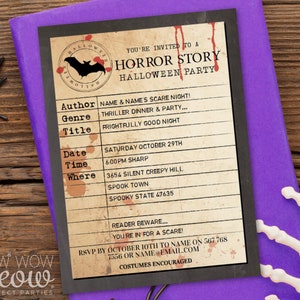 Halloween Invitations Library Card Book Invite Gothic Party Printable ...