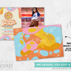 Disco Party Birthday Invitation 1970's Editable Retro Groovy Hippie ...