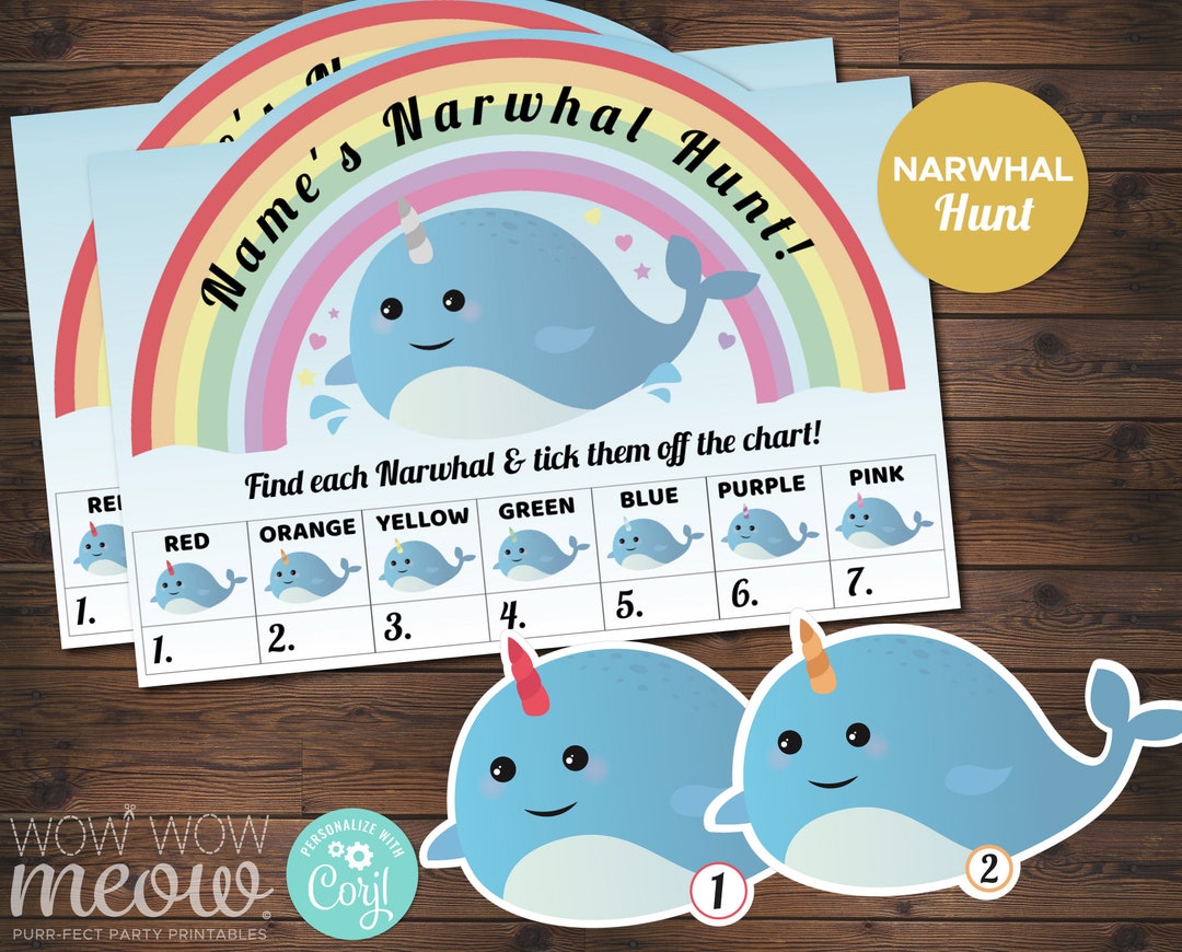 Narwhal Scavenger Hunt Activity Narwhale Sheet Rainbow INSTANT - Etsy UK