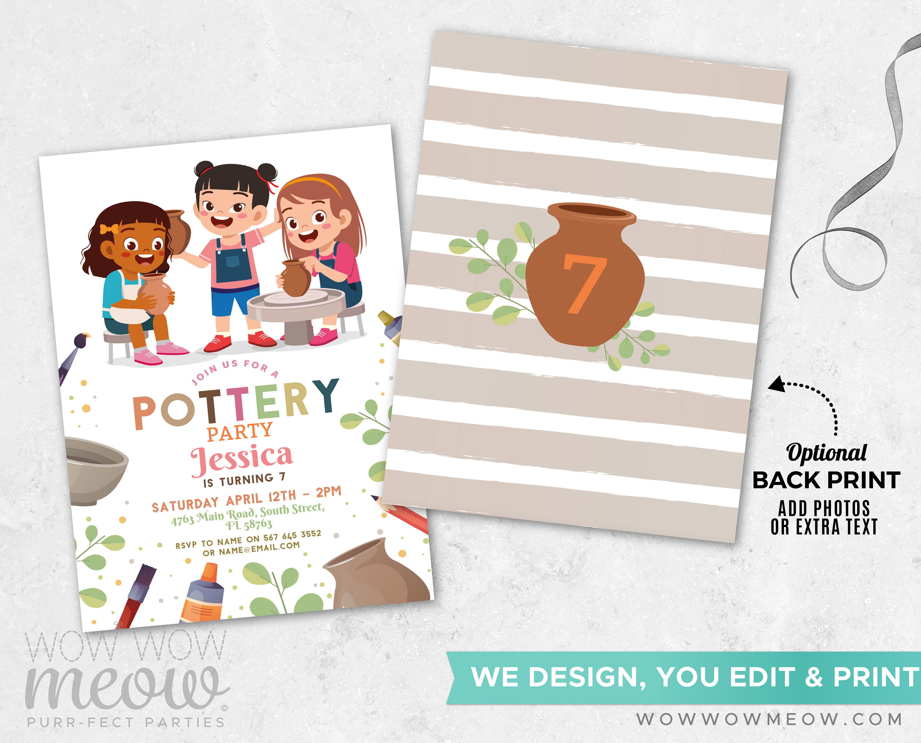 Pottery Invitation Birthday Clay Crafts Invite Painting - Etsy UK