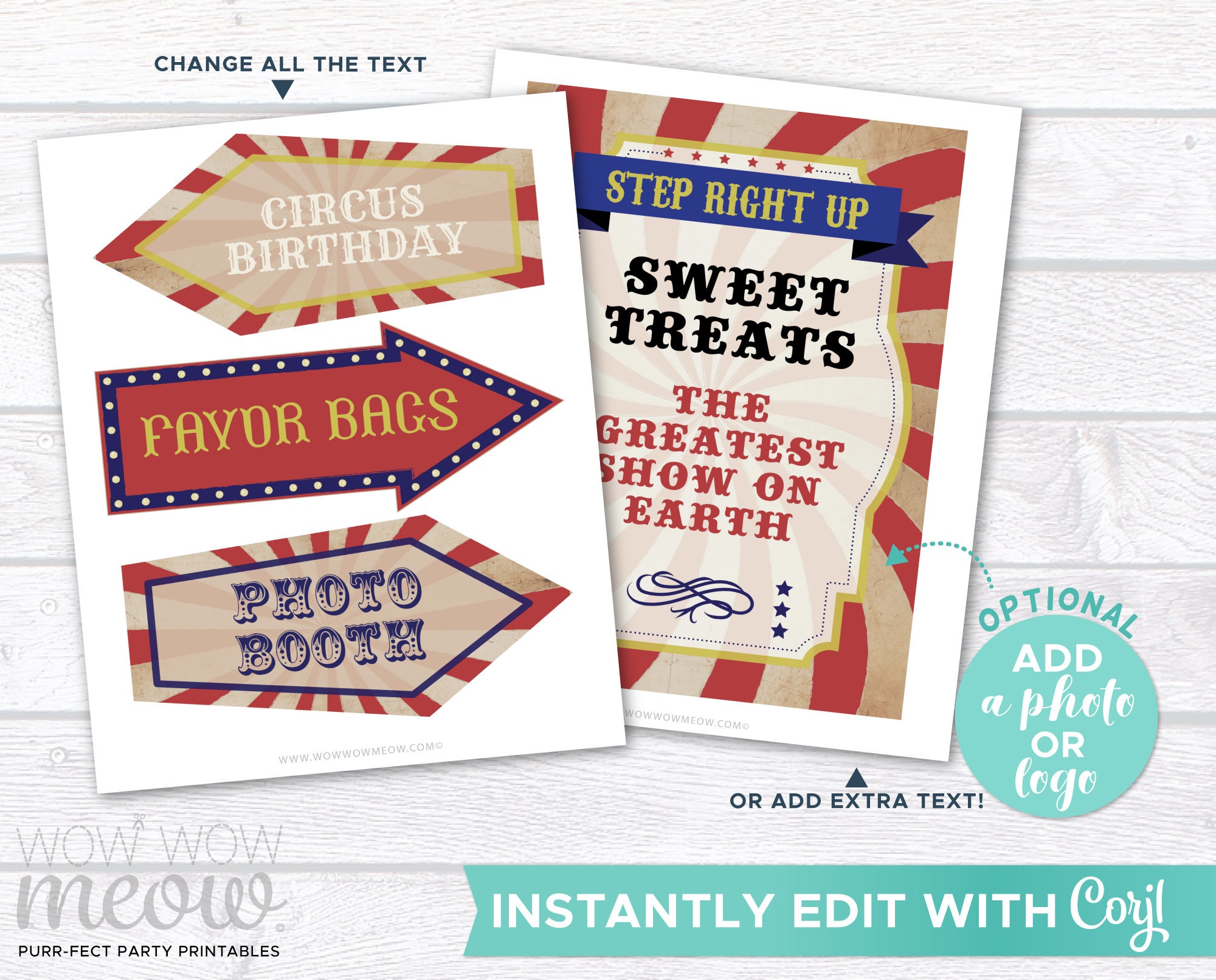 28 Vintage Circus Signs Printable INSTANT DOWNLOAD Direction | Etsy Canada