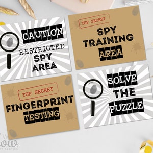 Spy Party Signs Detective Secret Agent Editable Posters Birthday 8.5 X ...