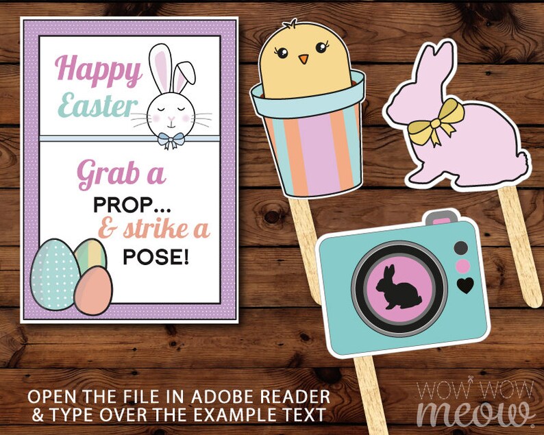 Easter Photo Props 50 Items + Sign INSTANT DOWNLOAD Egg Hunt Buny ...
