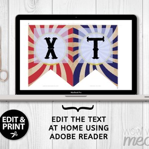 Vintage Circus Carnival Party Banner INSTANT DOWNLOAD Red Blue Stripe ...