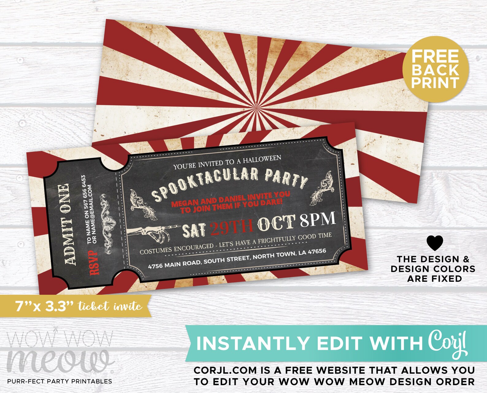 Halloween Invitations Tickets Horror Circus Party Printable INSTANT ...