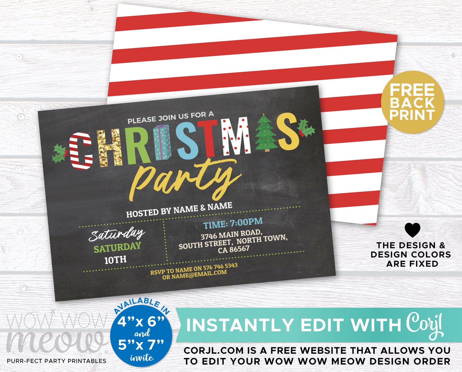 Christmas Party Invitations Invites Festive Xmas Holly INSTANT - Etsy UK