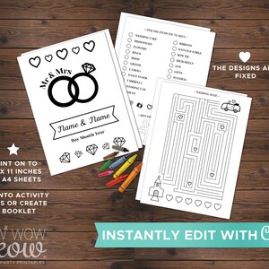 Wedding Coloring Book Children's Activity Sheets Booklet Printable ...