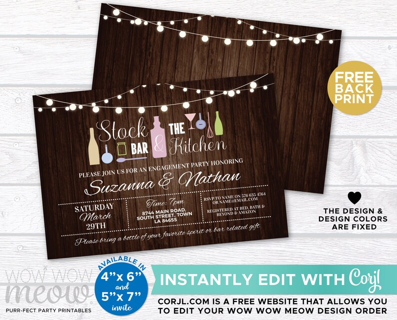 Stock the Bar & Kitchen Invitations Engagement Invite | Etsy
