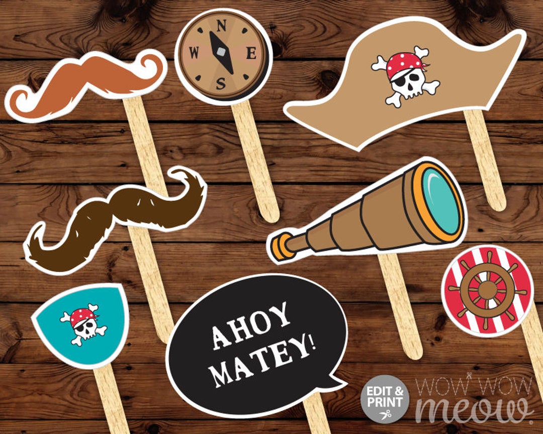 PIRATE Photo Props INSTANT DOWNLOAD Toppers Birthday Party Fun Display ...