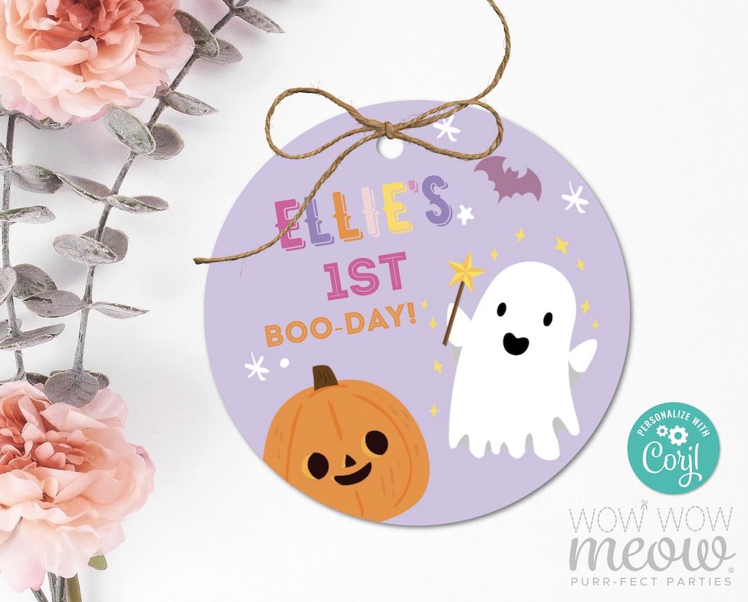Halloween Thank You Tags Party Birthday Spooky One Cute Pumpkin Ghost ...