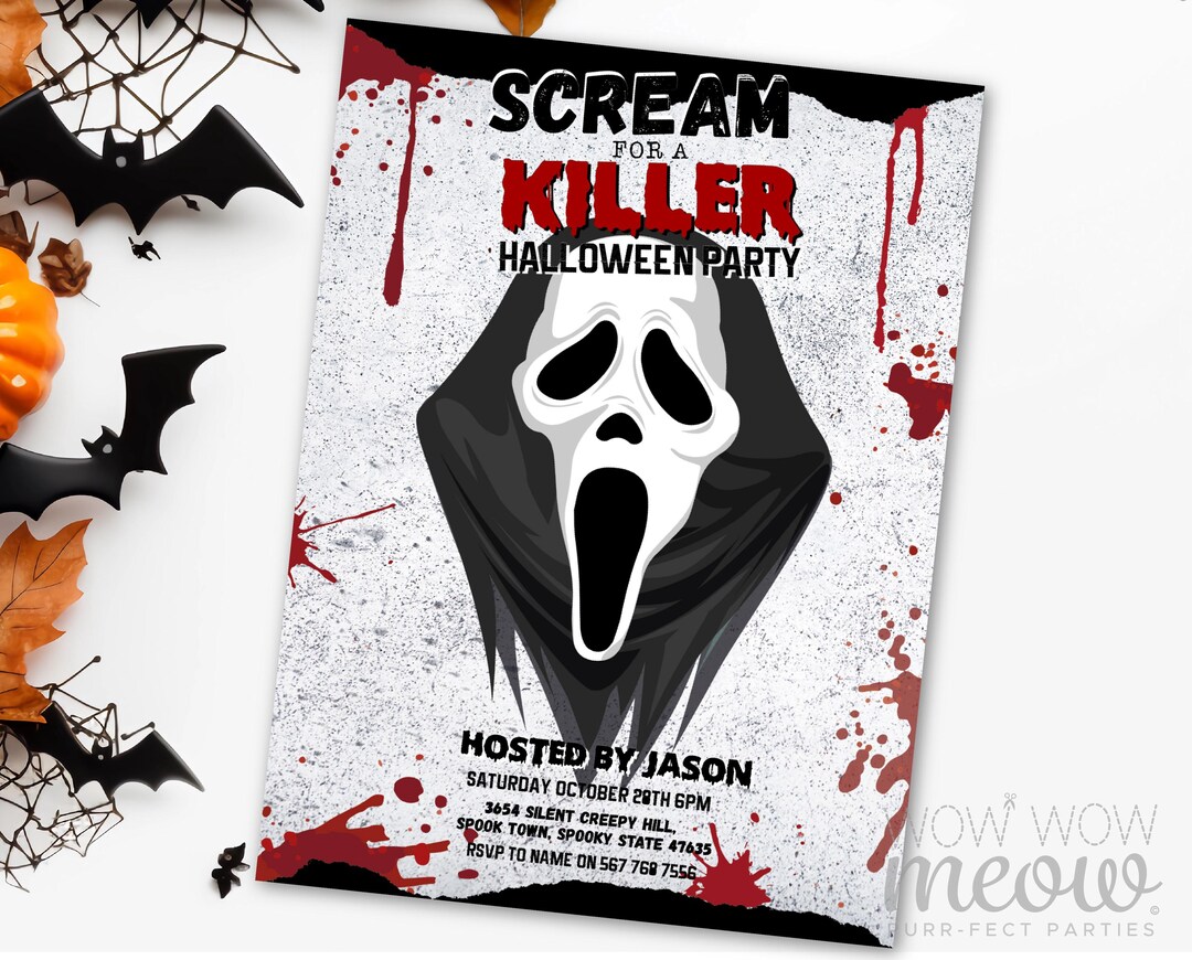 Killer Halloween Scream Night Invitations Party Mask Horror Scary Movie ...