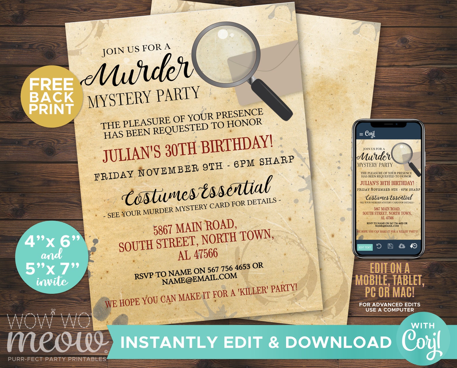 Murder Mystery Dinner Invitation Party Birthday Invite Spy | Etsy