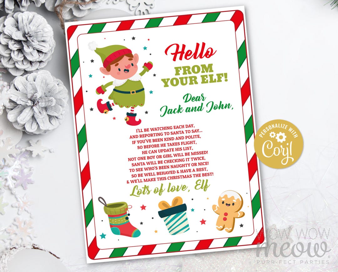 Elf Letter Personalize Elves Boys Nice Naughty List Certificate Santa ...