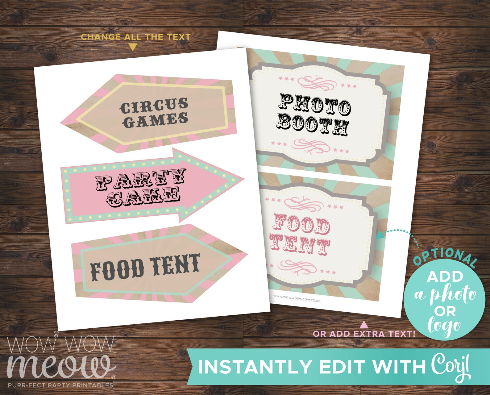 28 Vintage Circus Signs Printable DOWNLOAD Pink Pastel - Etsy