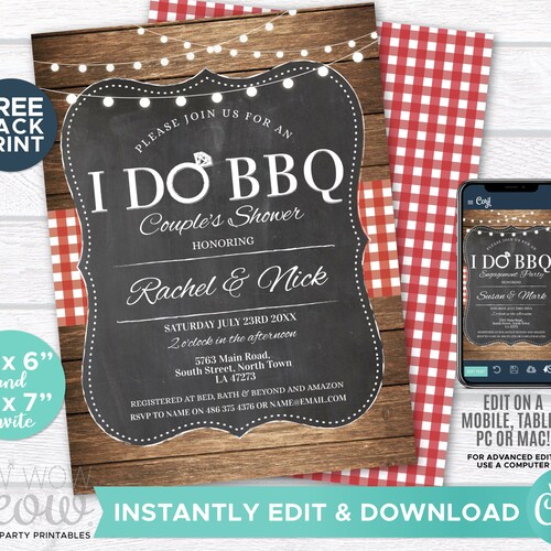 I Do BBQ Invitation Couples Shower Printable Engagement Invite - Etsy