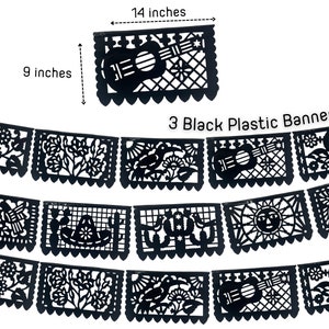 Black Plastic Papel Picado Banners, 3 Pk, Fiesta Banners, Papel Picado ...