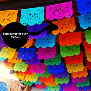 5 Pack, Day of the Dead Papel Picado Banners 75 Feet Total, Colorful ...