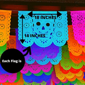 5 Pack, Day of the Dead Papel Picado Banners 75 Feet Total, Colorful ...