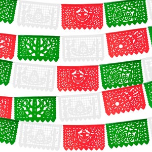 Plastic Mexican Fiestas Patrias Papel Picado, 3 PK Tricolor Hanging ...