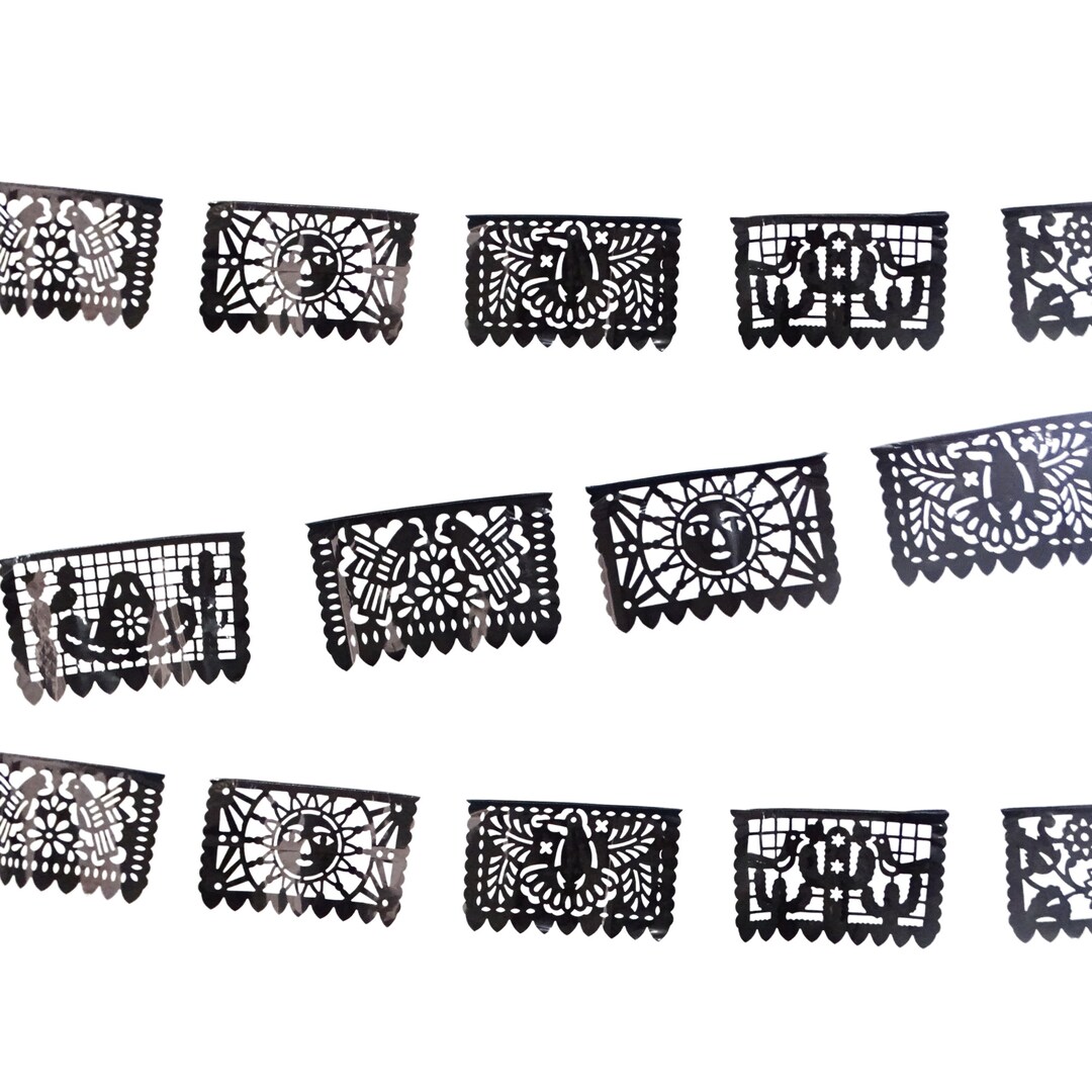 Black Plastic Papel Picado Banners, 3 Pk, Fiesta Banners, Papel Picado ...