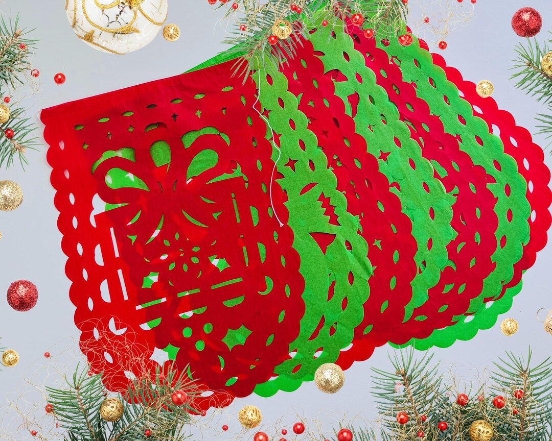 Christmas Papel Picado Banner, Mexican Fiesta Decor, 60 Feet - Etsy