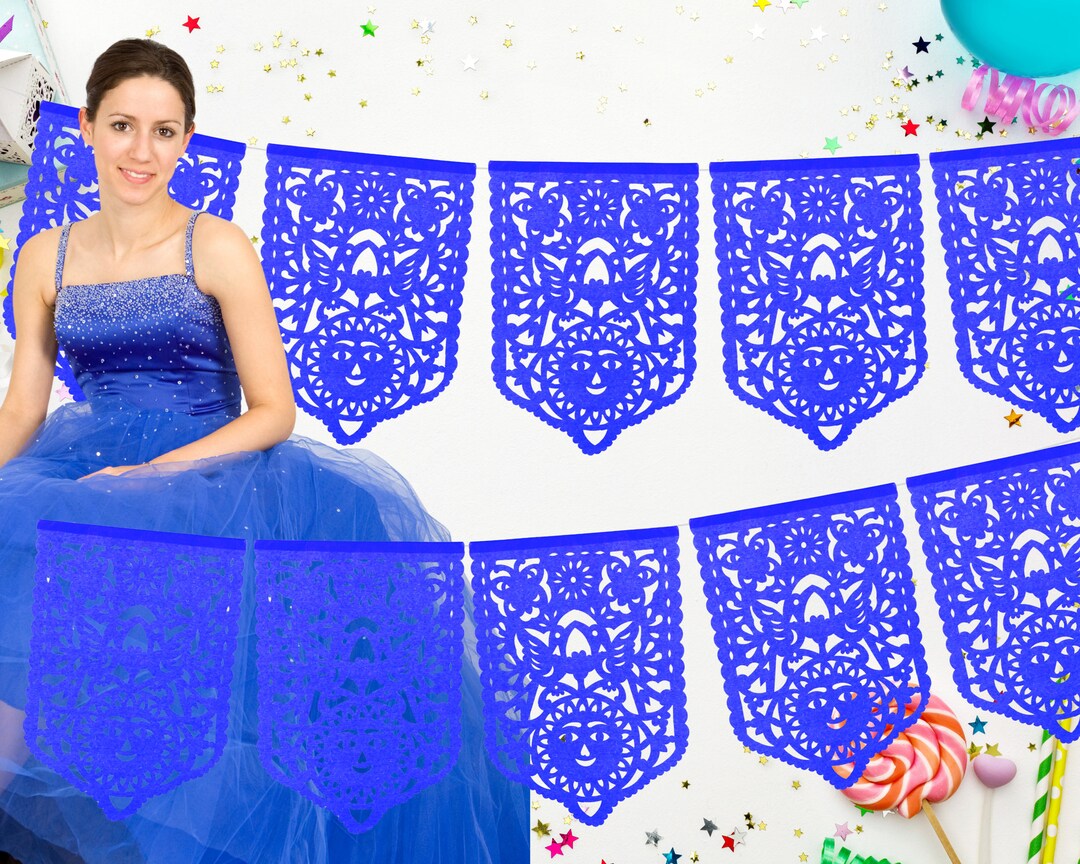 Royal Blue Papel Picado 2 Pack, Party Decoration, Fiesta Bunting, Party ...